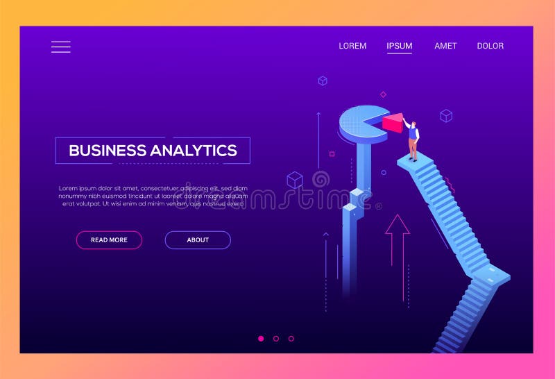 Business Analytics - Modern Isometric Vector Website Header Stock ...