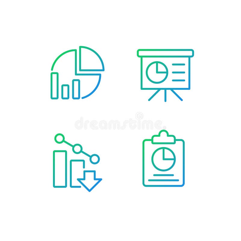 Business Analytics Pixel Perfect Gradient Linear Vector Icons Set Stock ...