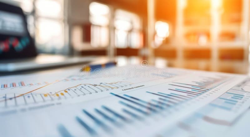 Business Analytics Report with Graphs on Table during Sunset in Modern ...