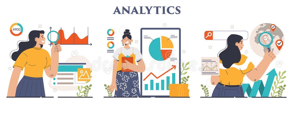 Business Analytics Set. Data Examination and Strategy Development Stock ...
