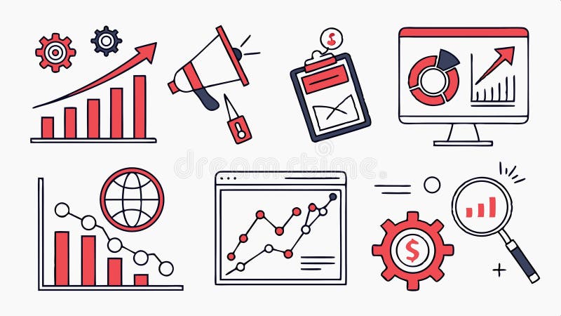 Business Analytics Vector Icons, Charts and Gears for Data Driven ...