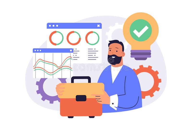 Business Analytics Web Concept with Flat Cartoon People for Website ...