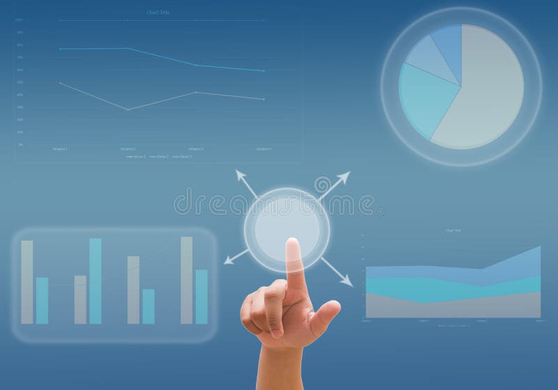 Business Analyze Graph and Working with Touch Screen Technology Stock ...