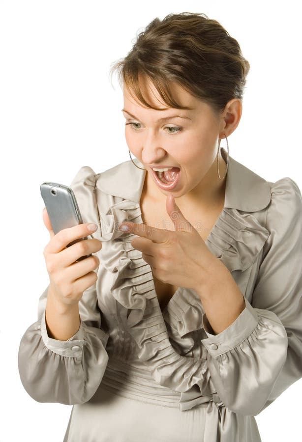 Angry Young Woman Screaming on Mobile Phone Stock Photo - Image of ...