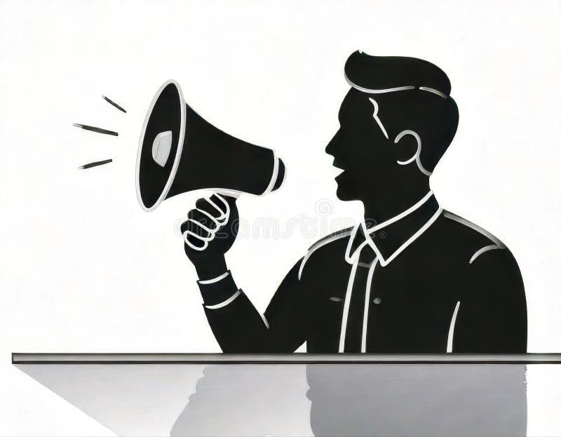 Business Announcement Black Icon with Loudspeaker Stock Illustration ...