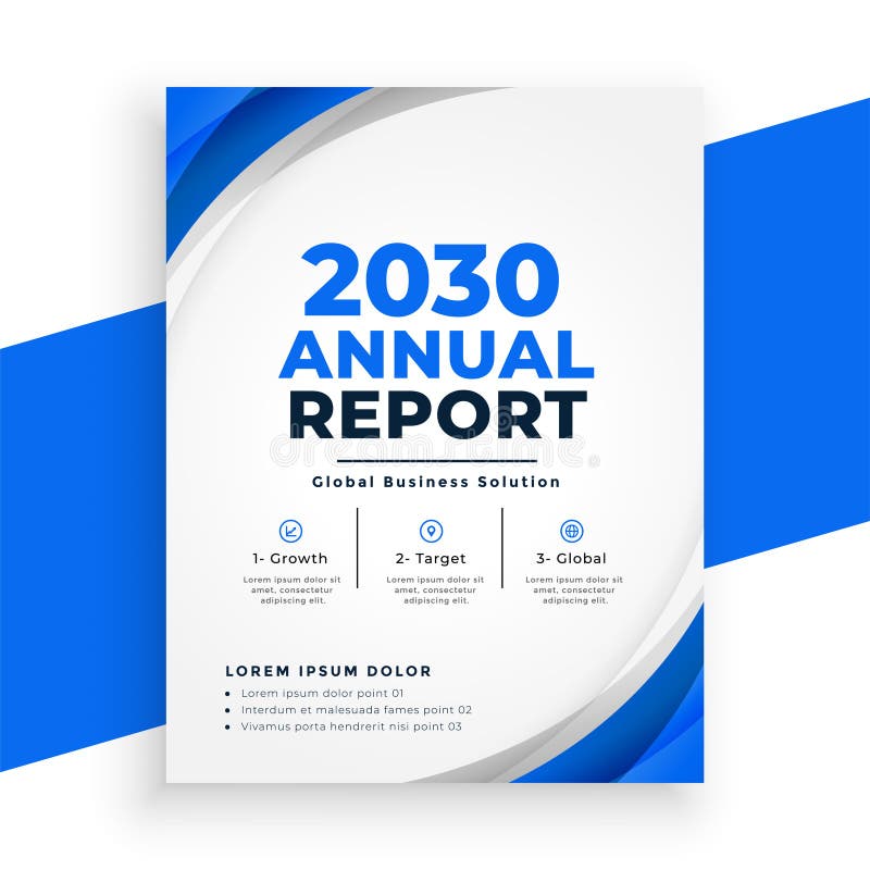 Business Annual Report Leaflet in White and Blue Theme Stock ...