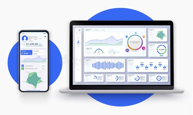 Business App UI UX with Graph and Analytics. Web Page Banner for ...