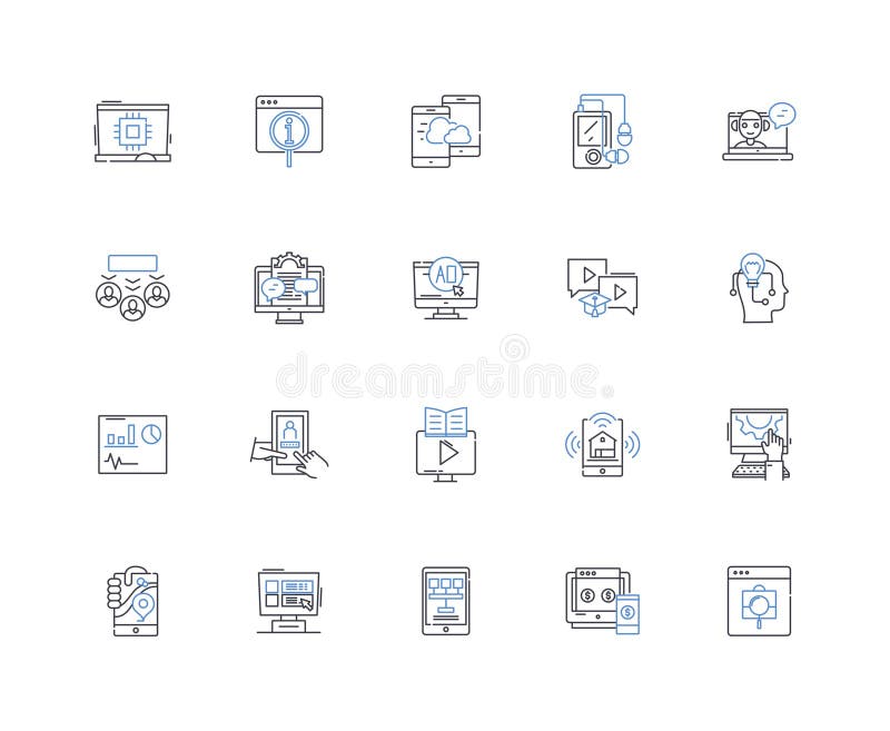 Business Application Line Icons Collection Efficiency Productivity Automation Streamlining