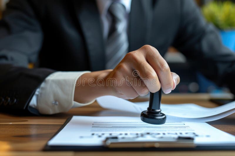 Business Approved Concept. Manager Hand Stamping with Approved Stamp ...