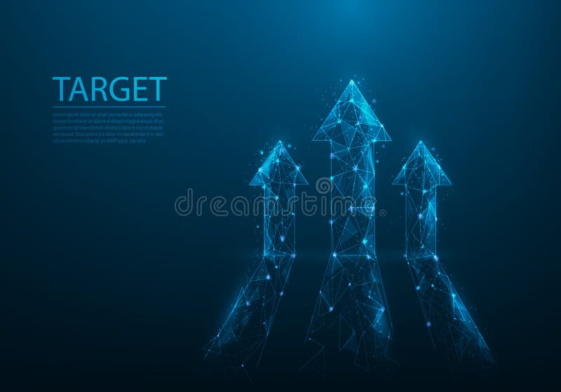 Business Arrows Grow Up Low Poly Wireframe. Return on the Investment ...