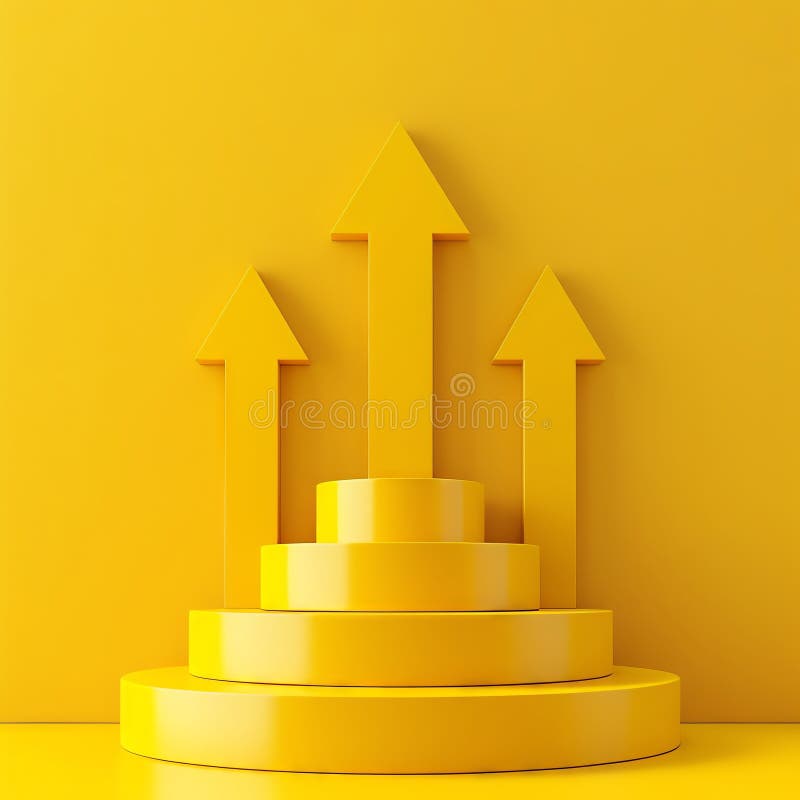 Business Ascent, 3D Arrows Climbing, Yellow Setting, Development Symbol ...