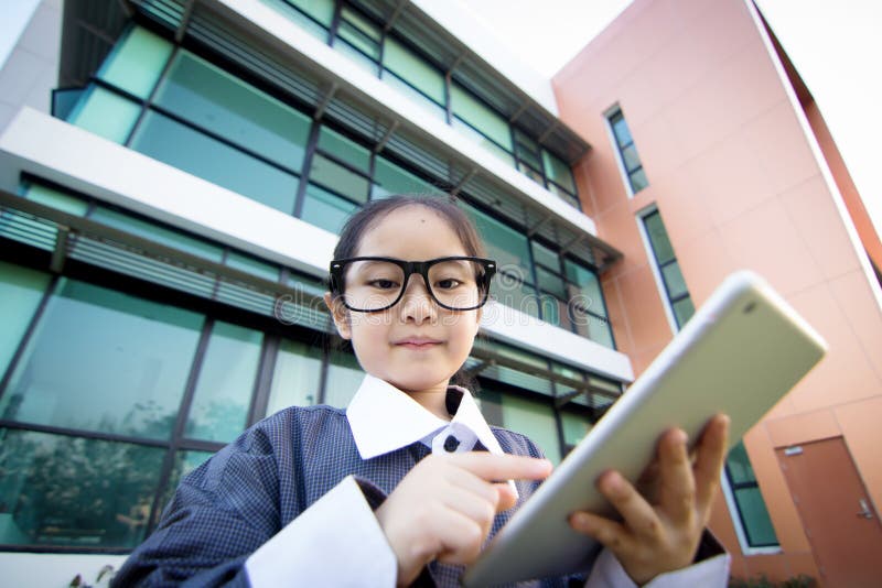 Business Asian Child Using Tablet Stock Photo - Image of business ...