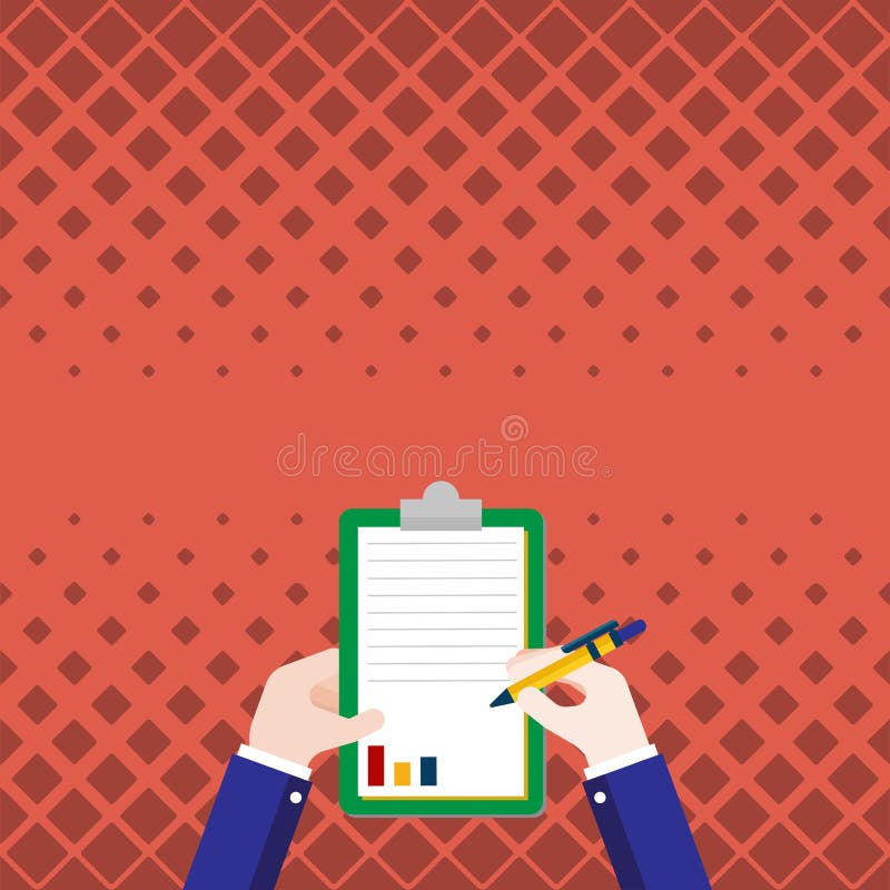 Business Associate Holding Clipboard Documenting Financial Reports with ...