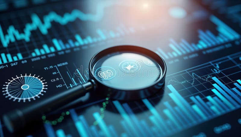 Business Audit Analysis on Financial Data. Magnifying Glass Focuses on ...