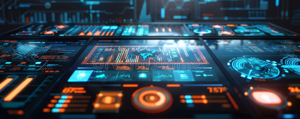 Business Automation Control Panel with Interactive Holographic Displays ...