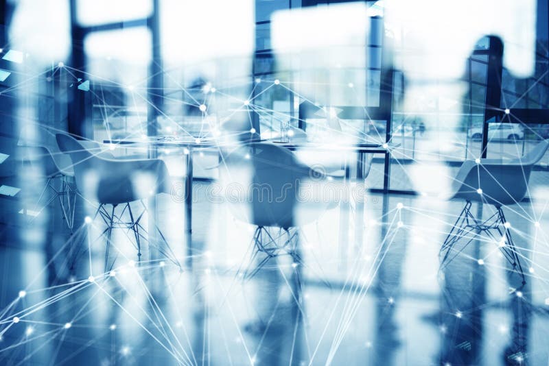 Business Background of a with Meeting Room with Network Lines. Double ...