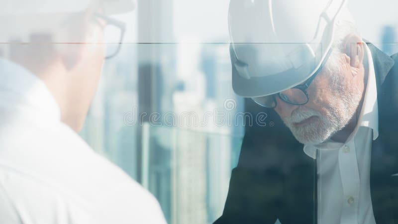 Business Background of Senior Engineer with Safty Cap Having ...