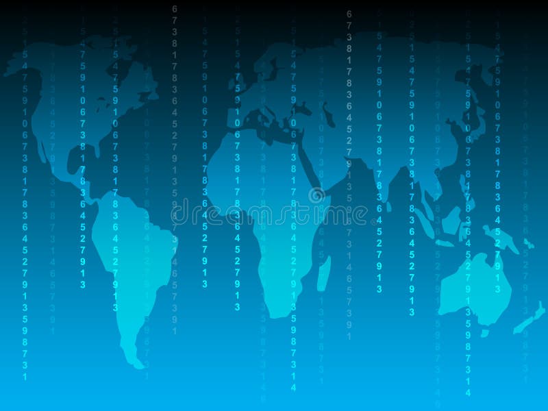 Business Background with World Map and Many Numbers Stock Illustration ...