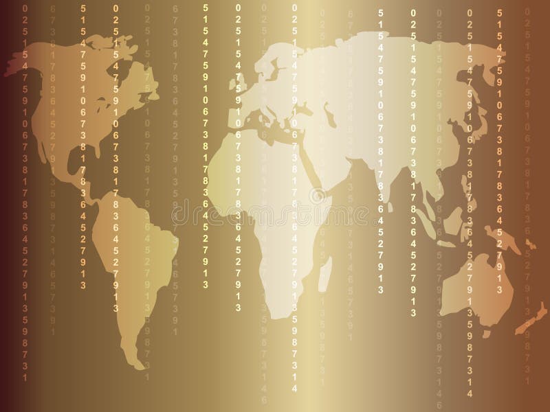 Business Background with World Map and Many Numbers Stock Illustration ...