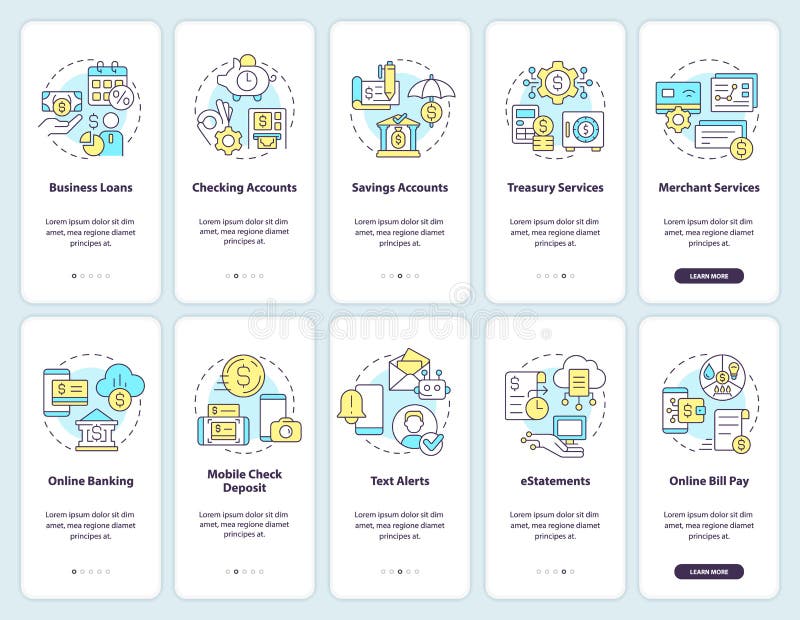Business Banking and Digitization Onboarding Mobile App Screen Set ...