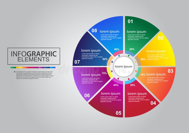 Vector Circle Chart Template for Infographics 8 Options. Stock Vector ...
