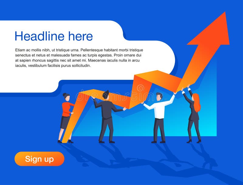 People Group Holding Chart Arrow with Up Direction Stock Vector ...