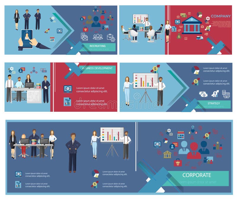 Business Team Working Vector Storyboard. Business Woman Working on ...