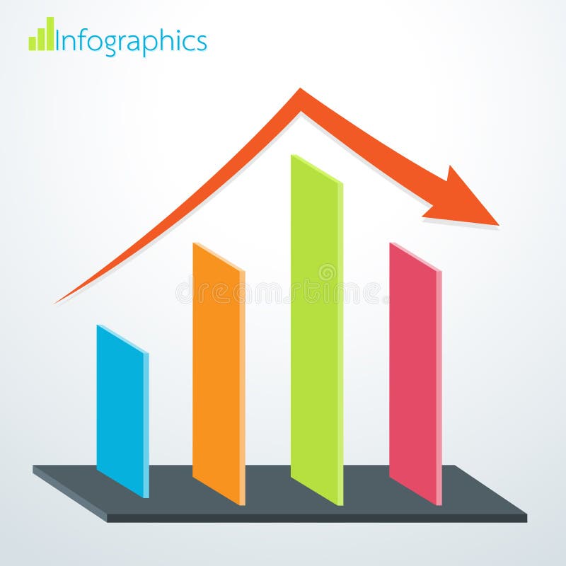 Business Bar Graph Success and Down Stock Vector - Illustration of ...