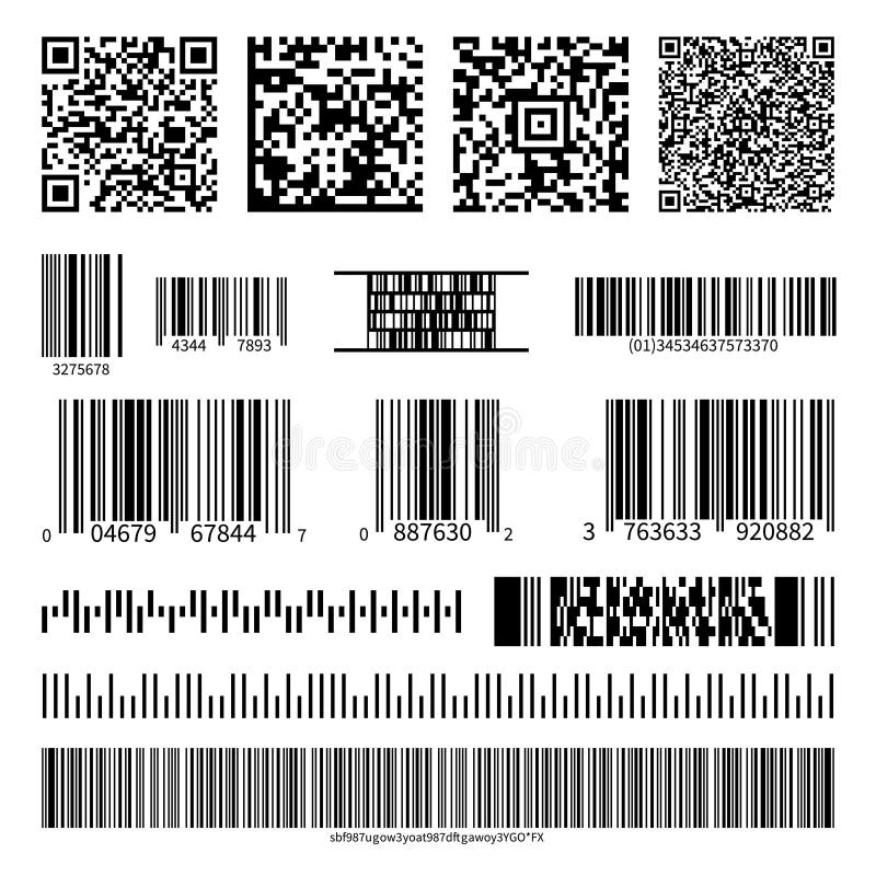 Business Barcodes and QR Codes Vector Set Stock Vector - Illustration ...