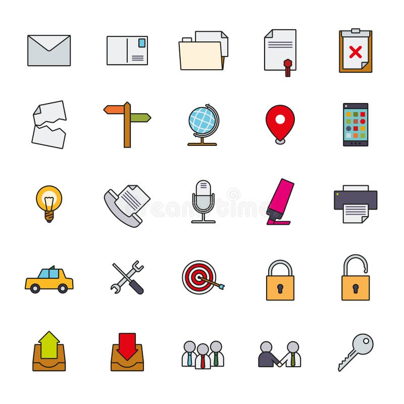 Business Basic Filled Line Icon Vector Set 2 Stock Vector ...