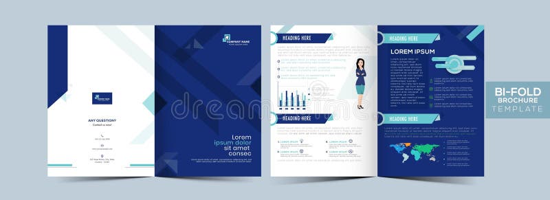 Business Bi-Fold Brochure Template or Leaflet Layout, Annual Report in ...