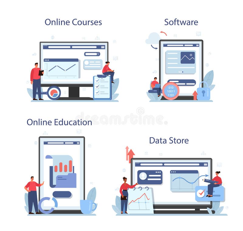Business Big Data Analysis Online Service or Platform Set. Chart and ...