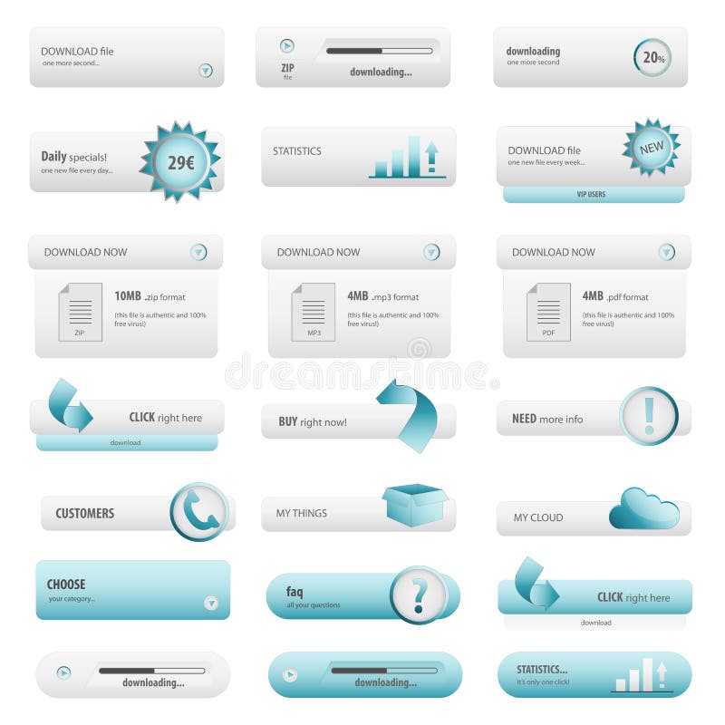 Web Site Buttons Business Vector Set Stock Vector - Illustration of ...