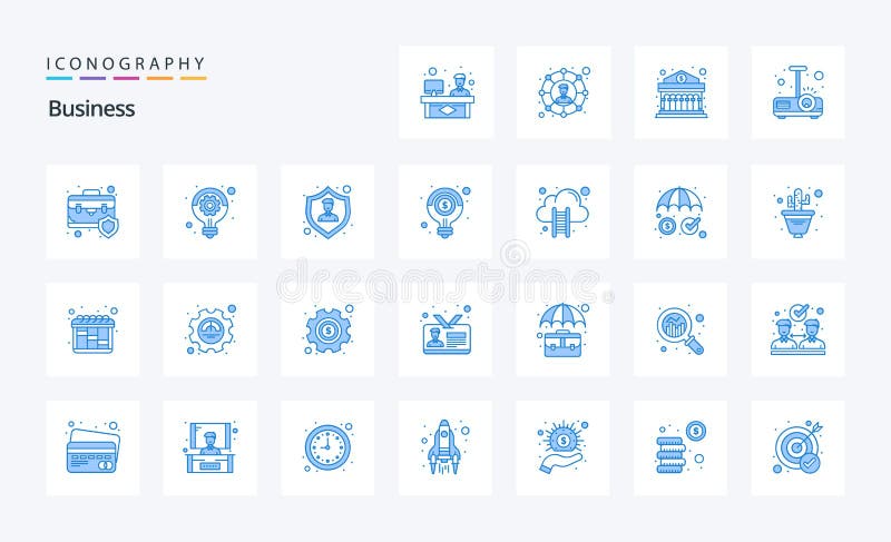 25 Business Blue icon pack stock vector. Illustration of light - 264535670