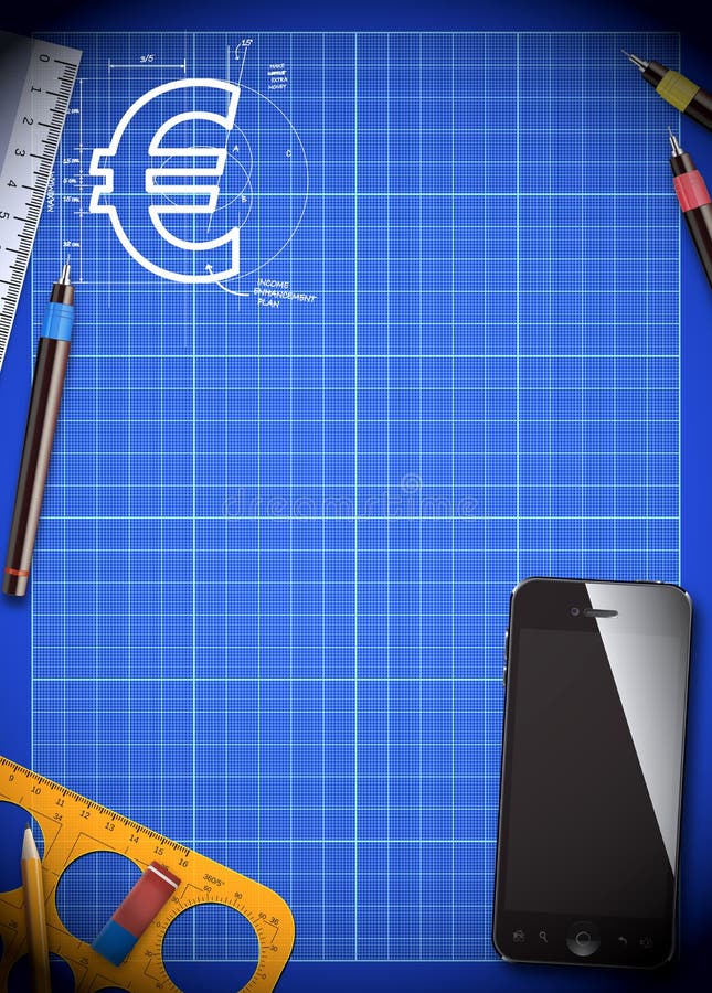Business Blueprint and Smart Phone Background Stock Illustration ...