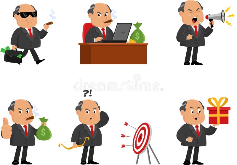Business Boss Man Cartoon Character. Vector Flat Design Collection Set ...