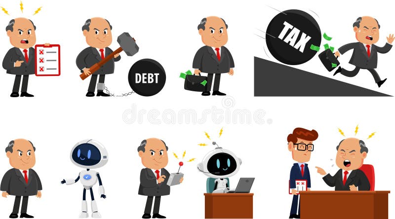 Business Boss Man Cartoon Character. Vector Flat Design Collection Set ...