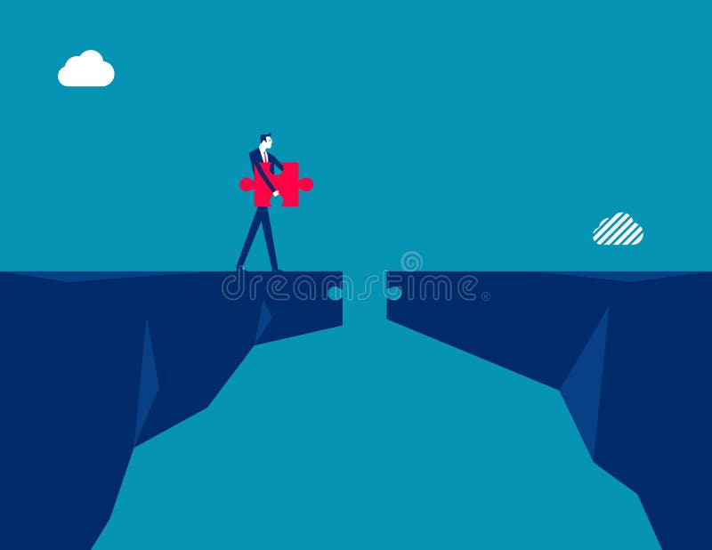 Business with Bridging the Gap. Business Puzzle Vector Flat Style Stock ...