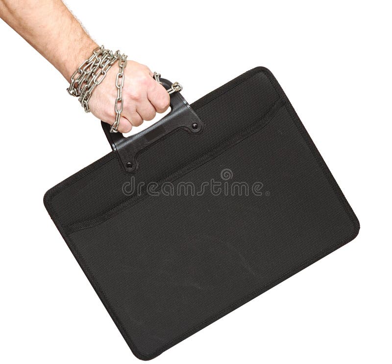 Business Briefcase is Locked with a Chain To Hand Stock Photo - Image ...