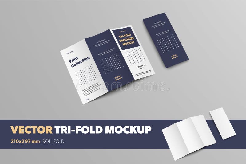 Closed A4 Trifold Blank White Paper Brochures - Vector Mockup. Folding ...