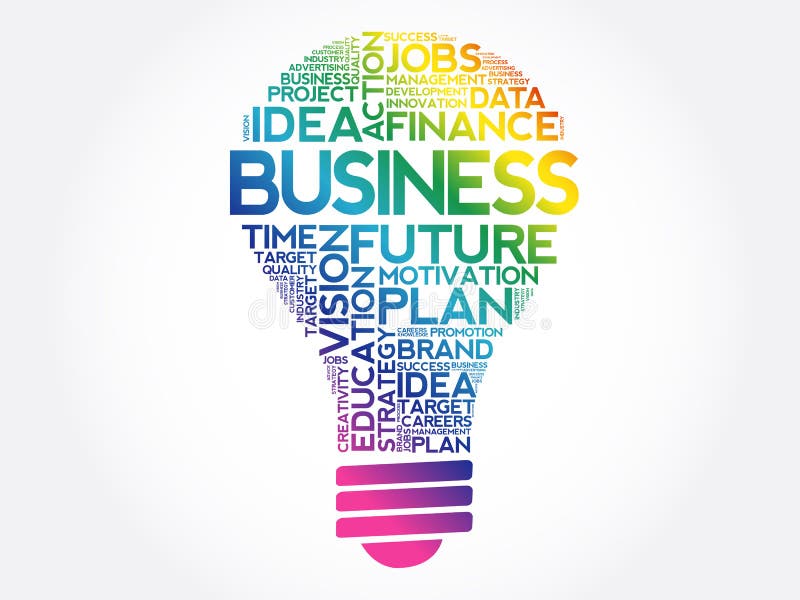 BUSINESS bulb word cloud stock illustration. Illustration of lightbulb ...