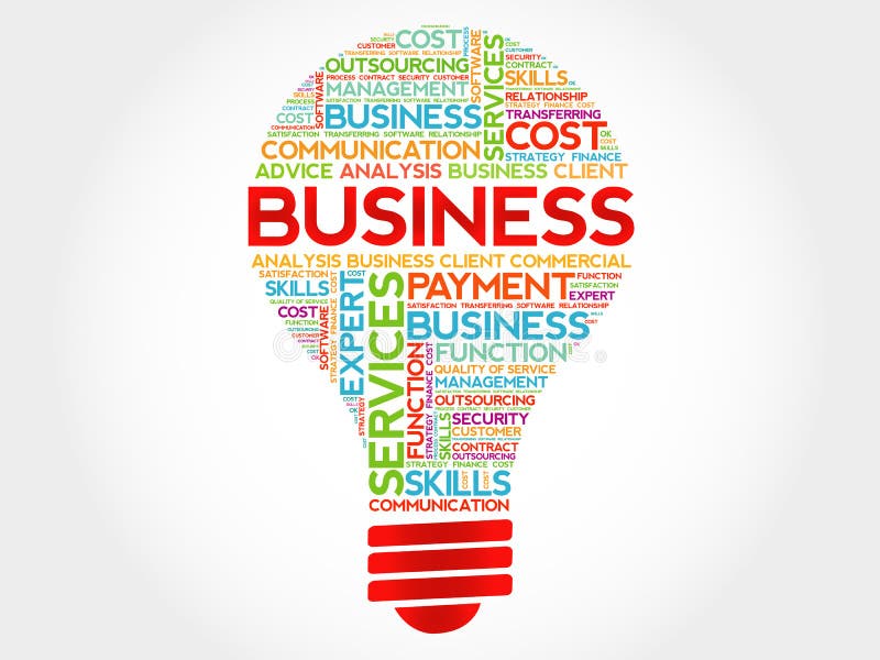 BUSINESS bulb word cloud stock illustration. Illustration of mind ...