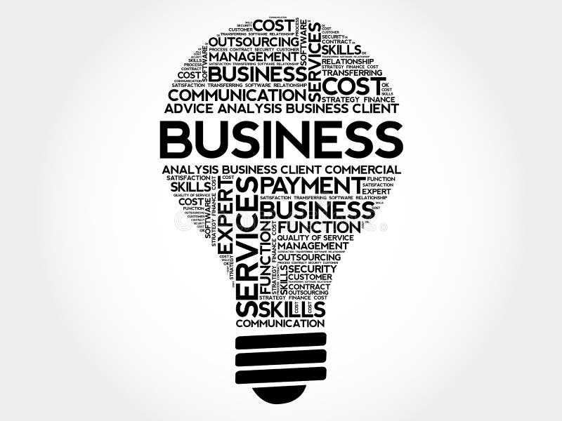 BUSINESS bulb word cloud stock illustration. Illustration of meeting ...