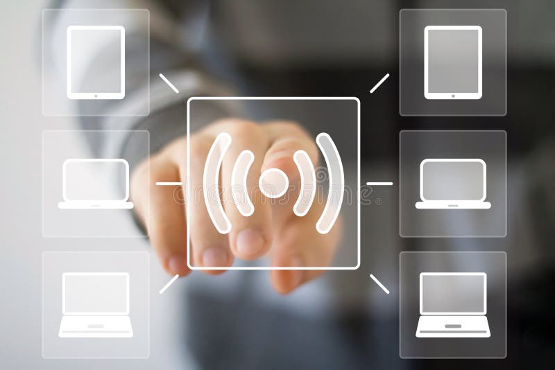 Business Button Wifi Web Connection Signal Computer Sign Stock Image ...