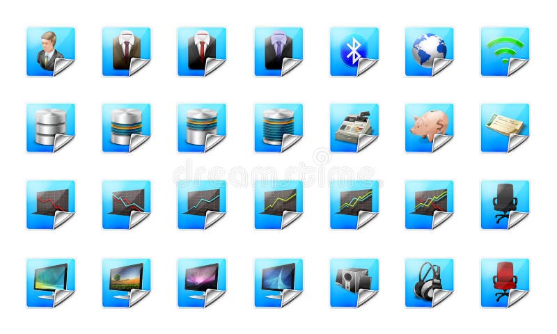 Business Buttons with Web Icons Stock Illustration - Illustration of ...