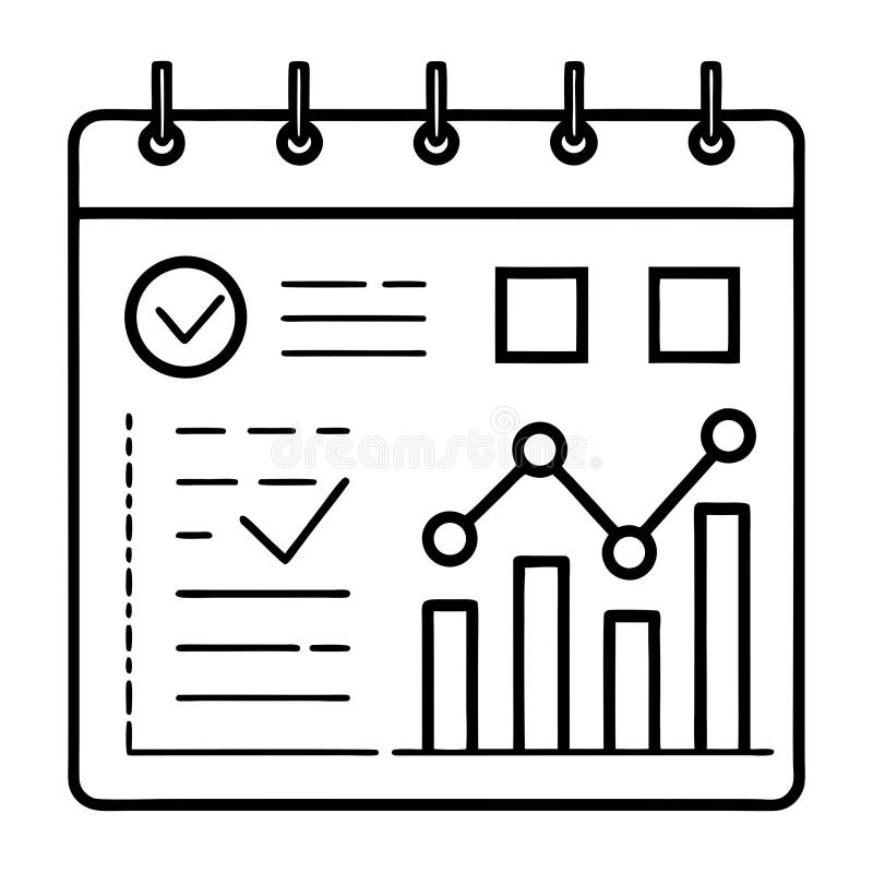 Business Calendar with Checkmarks and Graphs for Project Tracking and ...