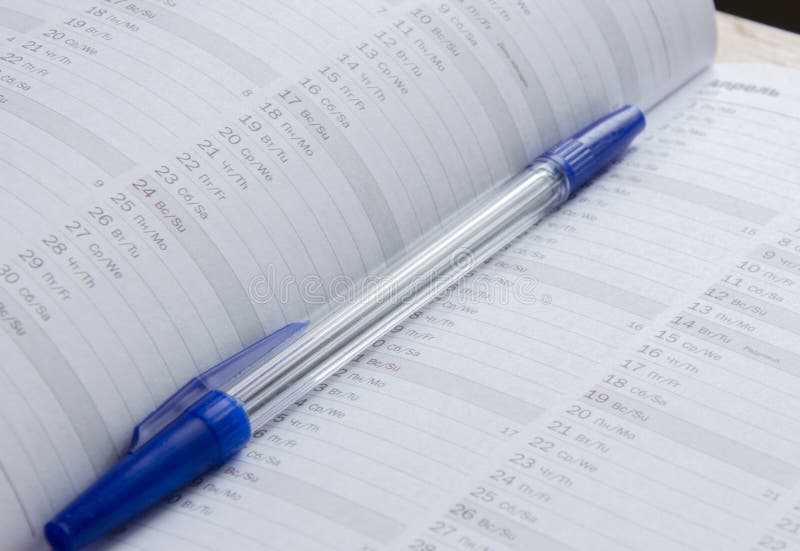 Business calendar with pen stock photo. Image of ideas - 51380354