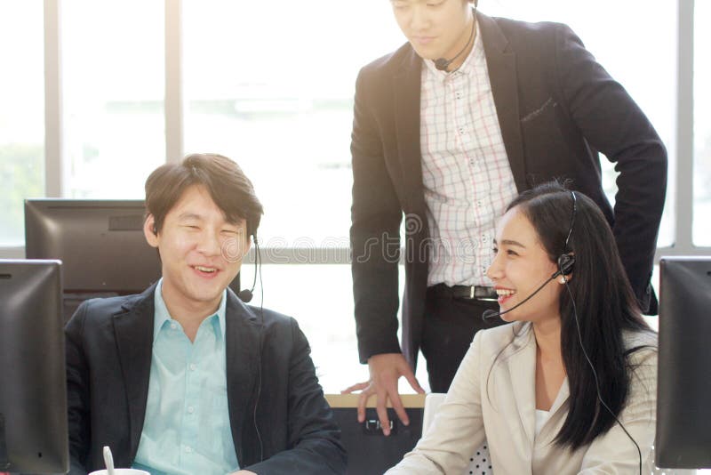 Business Call Center and Technical Support Staff or Receptionist Phone ...