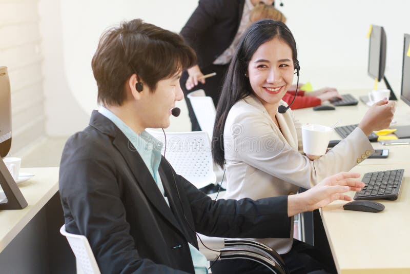 Business Call Center and Technical Support Staff or Receptionist Phone ...