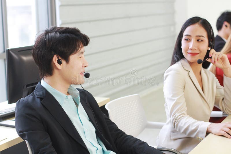 Business Call Center and Technical Support Staff or Receptionist Phone ...